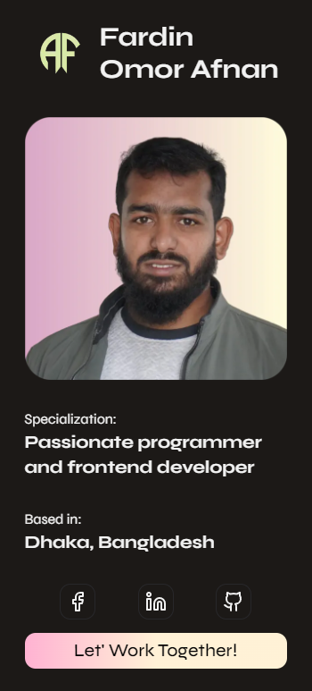 Frontend Engineer | Fardin Omor Afnan | www.fardin.website